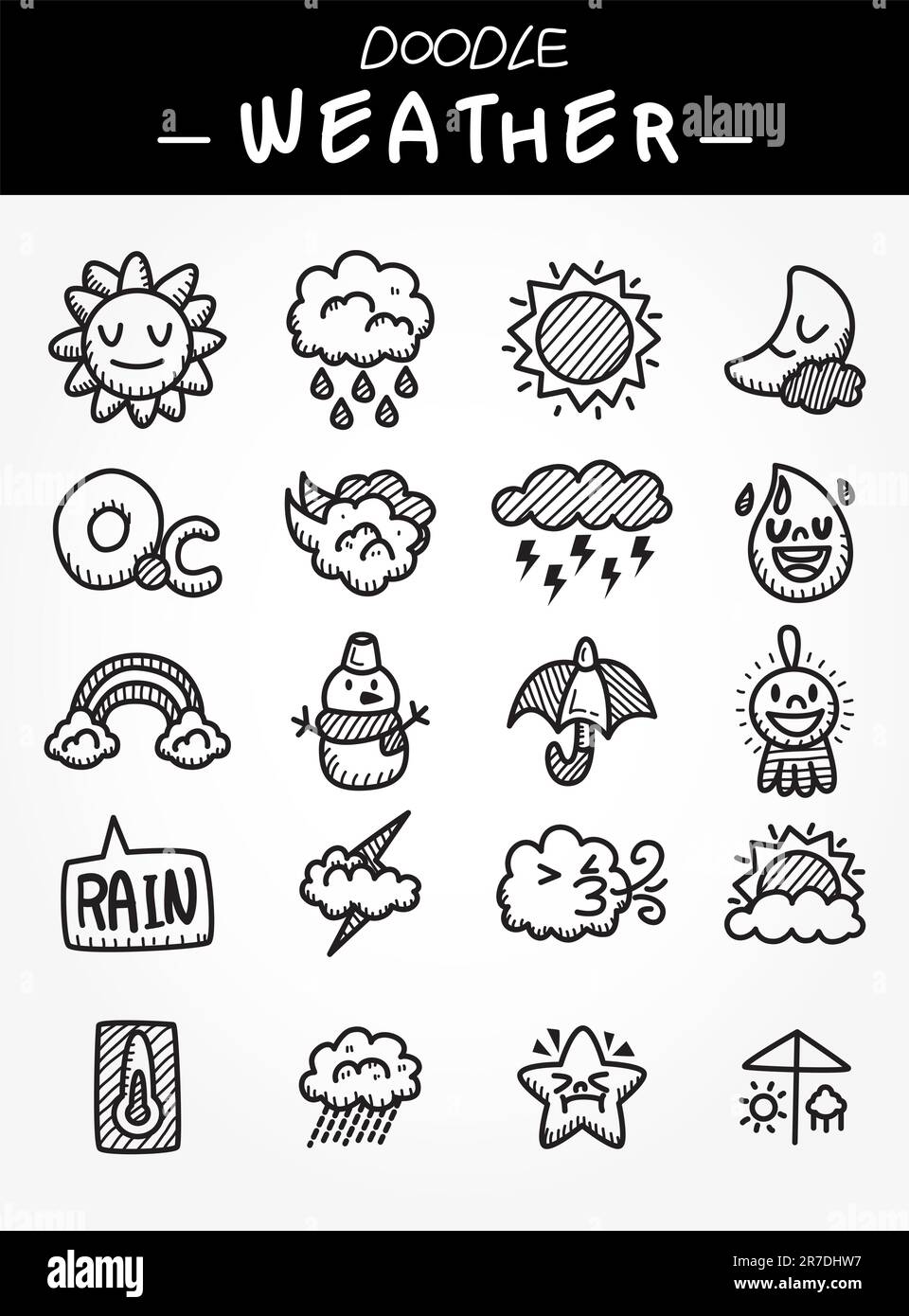 Cartoon illustration cute lightning Black and White Stock Photos ...