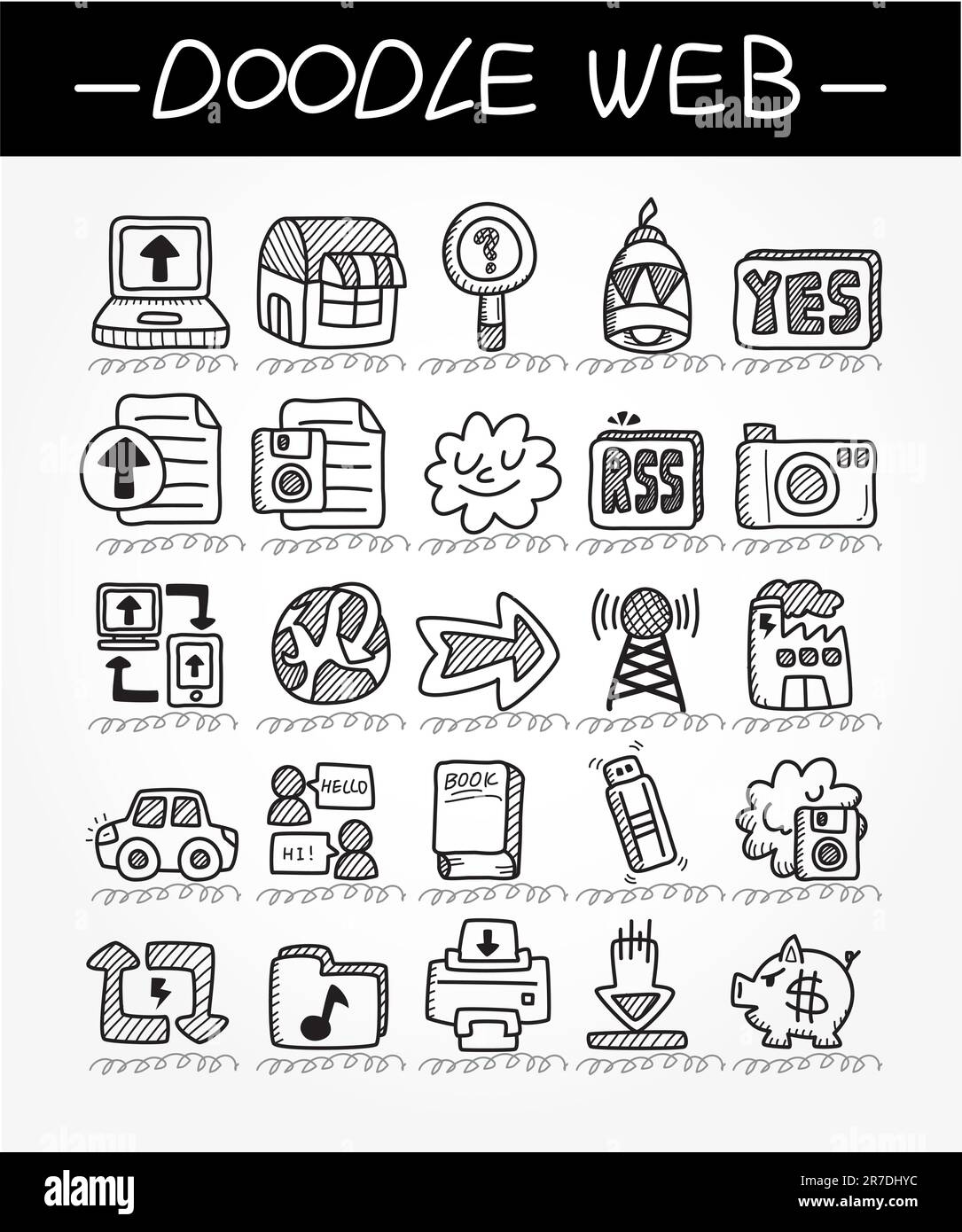 cartoon web doodle icon set Stock Vector Image & Art - Alamy