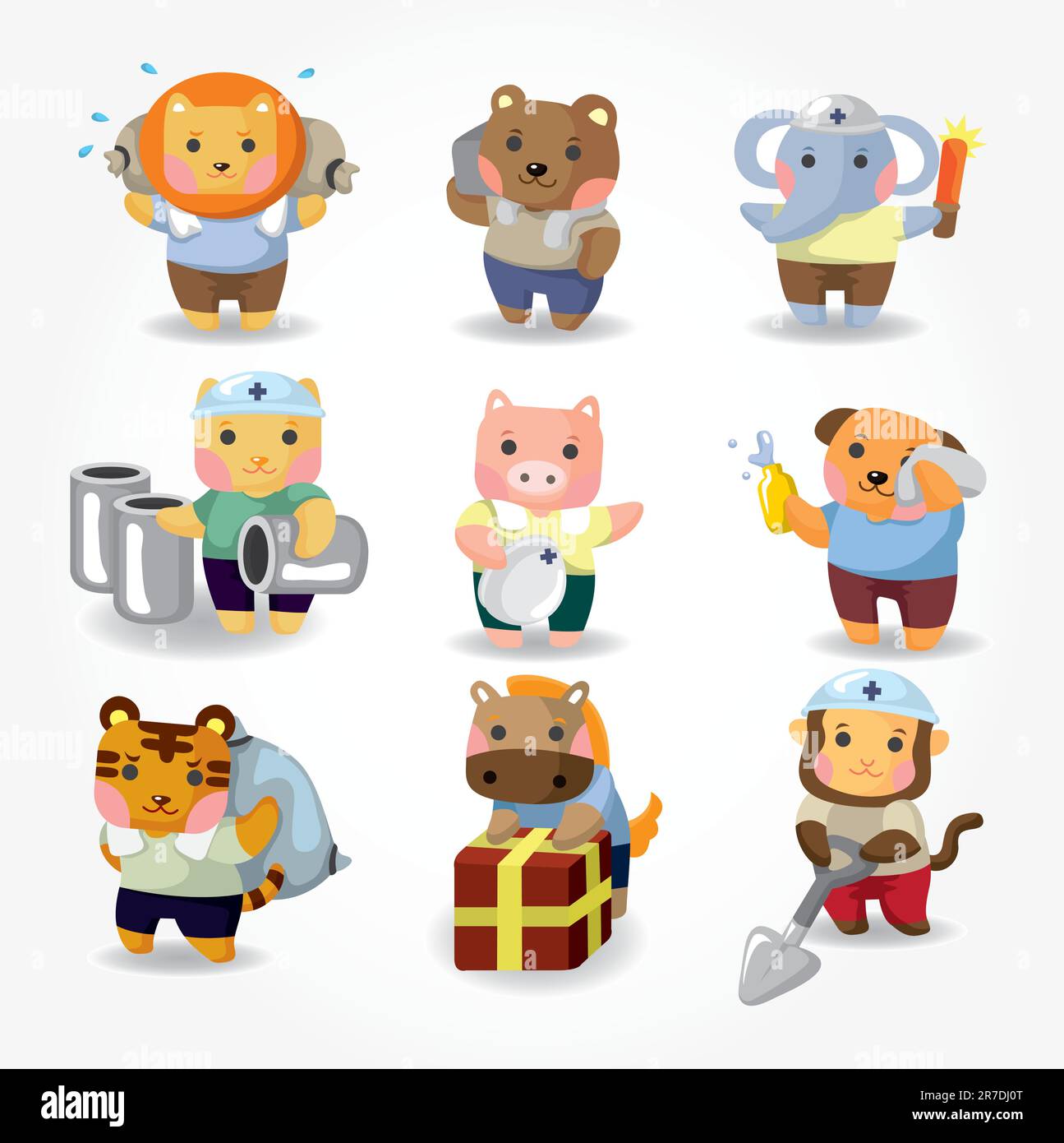 cartoon animal worker icon set Stock Vector Image & Art - Alamy