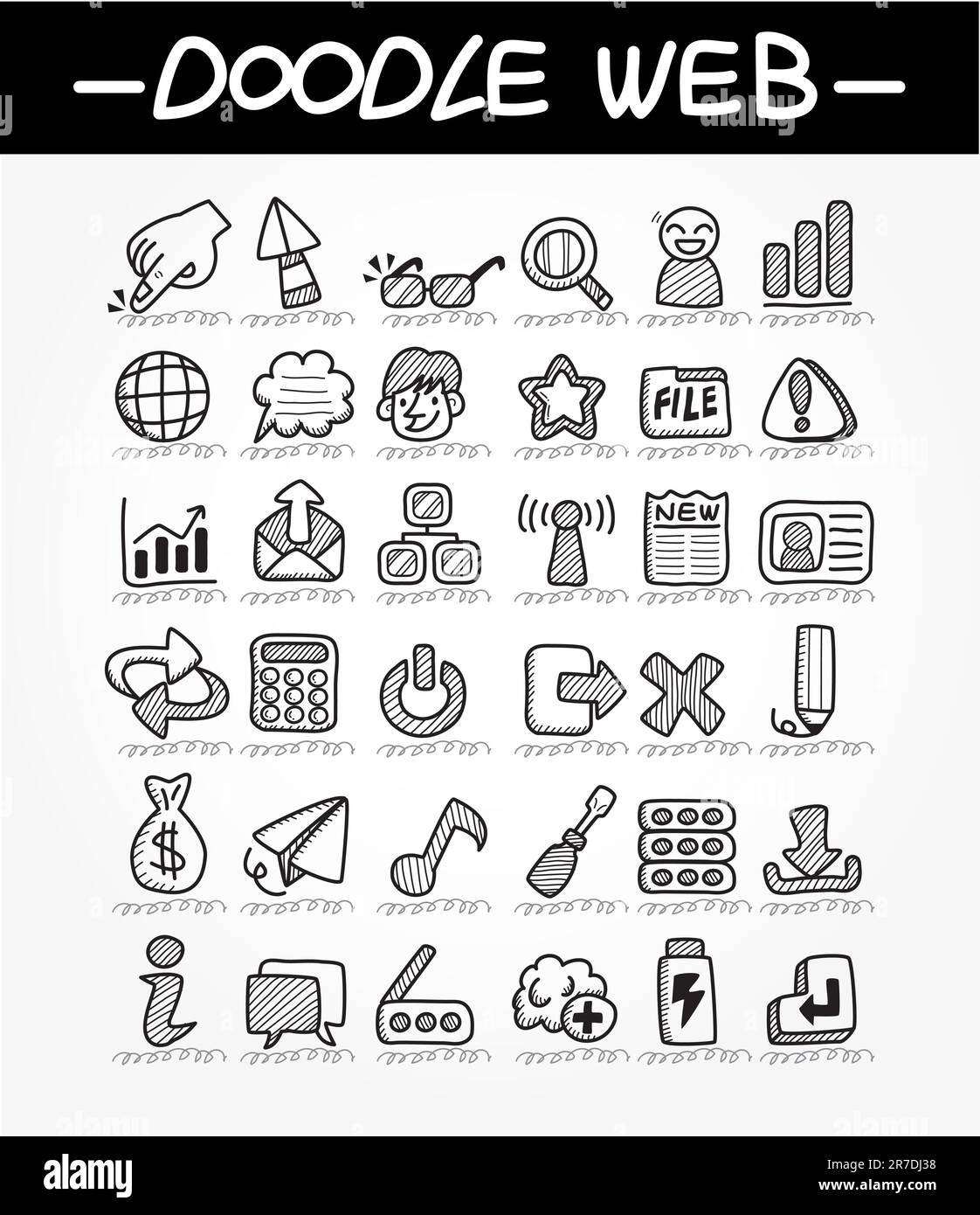 web doodle icon set Stock Vector Image & Art - Alamy