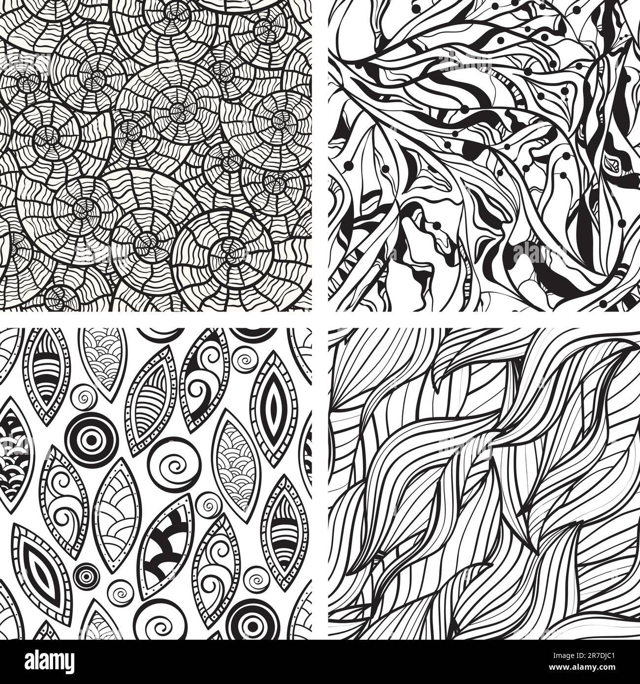 Vector Seamless Abstract Hand Drawn Monochrome Patterns Clipping Masks Stock Vector Image And Art