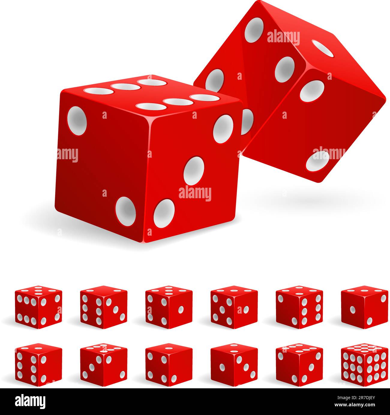 Set realistic red dice. Illustration on white background Stock Vector ...