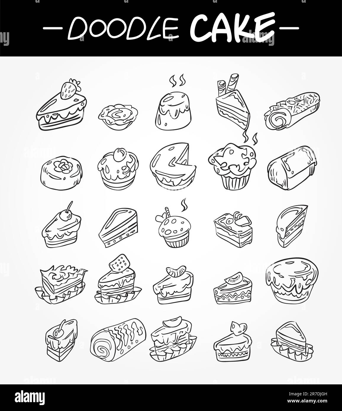 Cartoon muffin ice cream Black and White Stock Photos & Images - Alamy