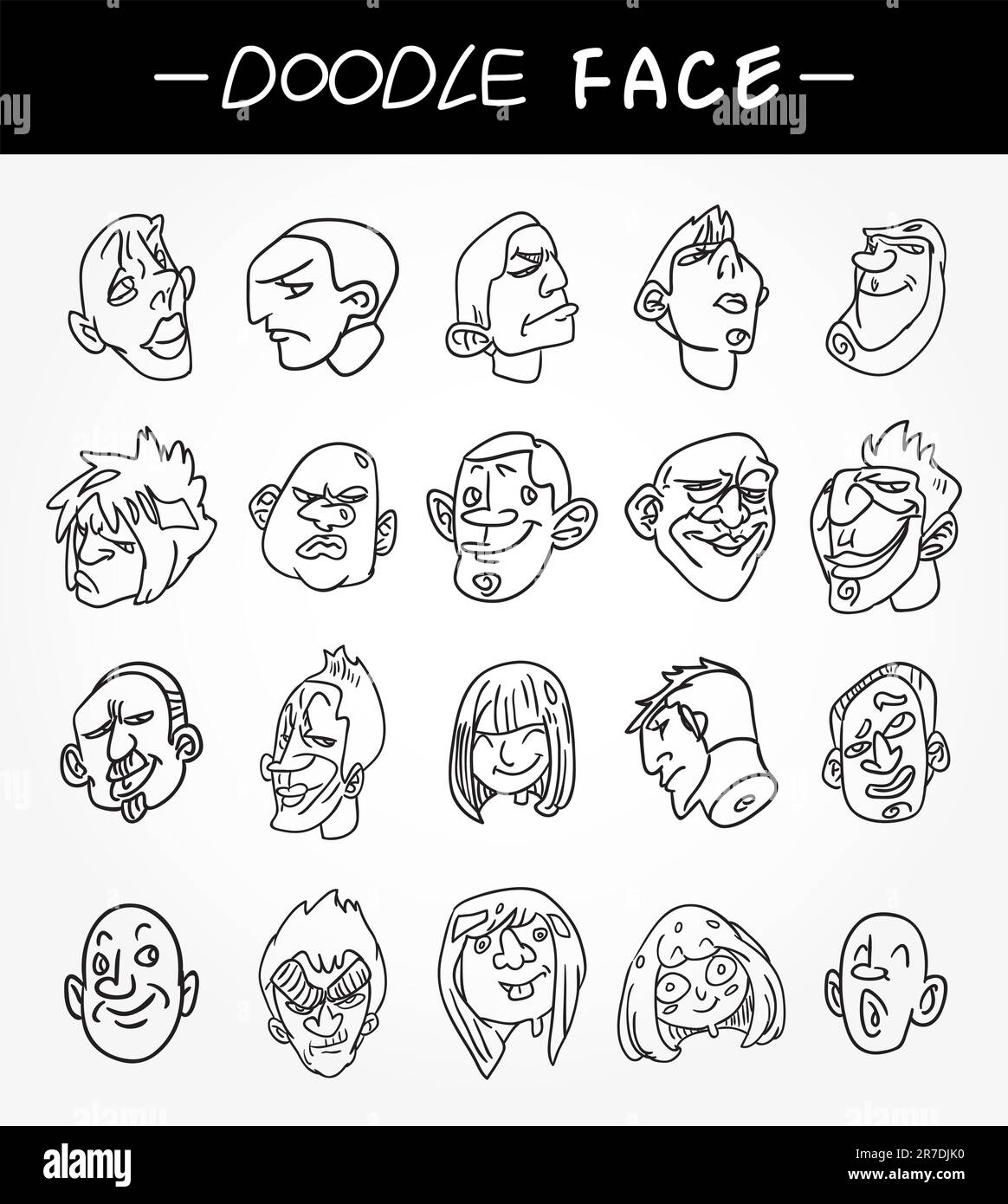 hand draw people face icons set Stock Vector Image & Art - Alamy