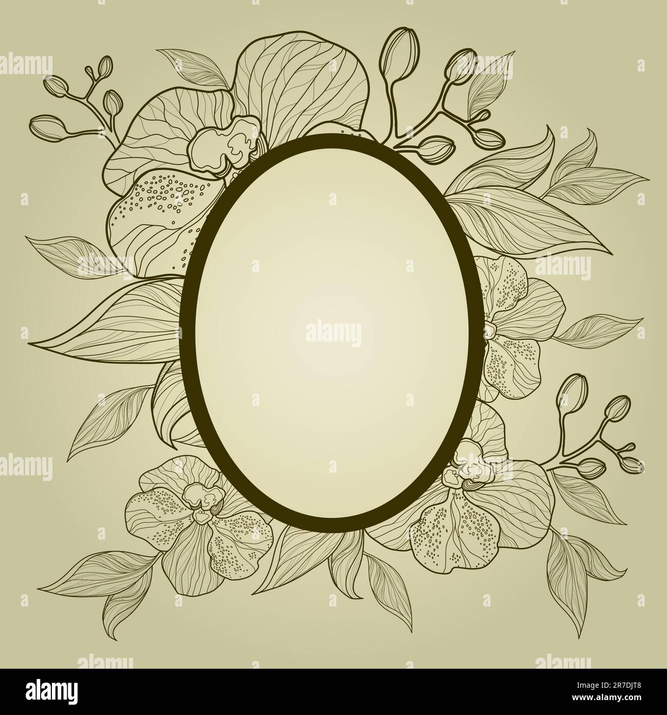 Vector vintage frame with flowers - orchid (from my big "Frame ...