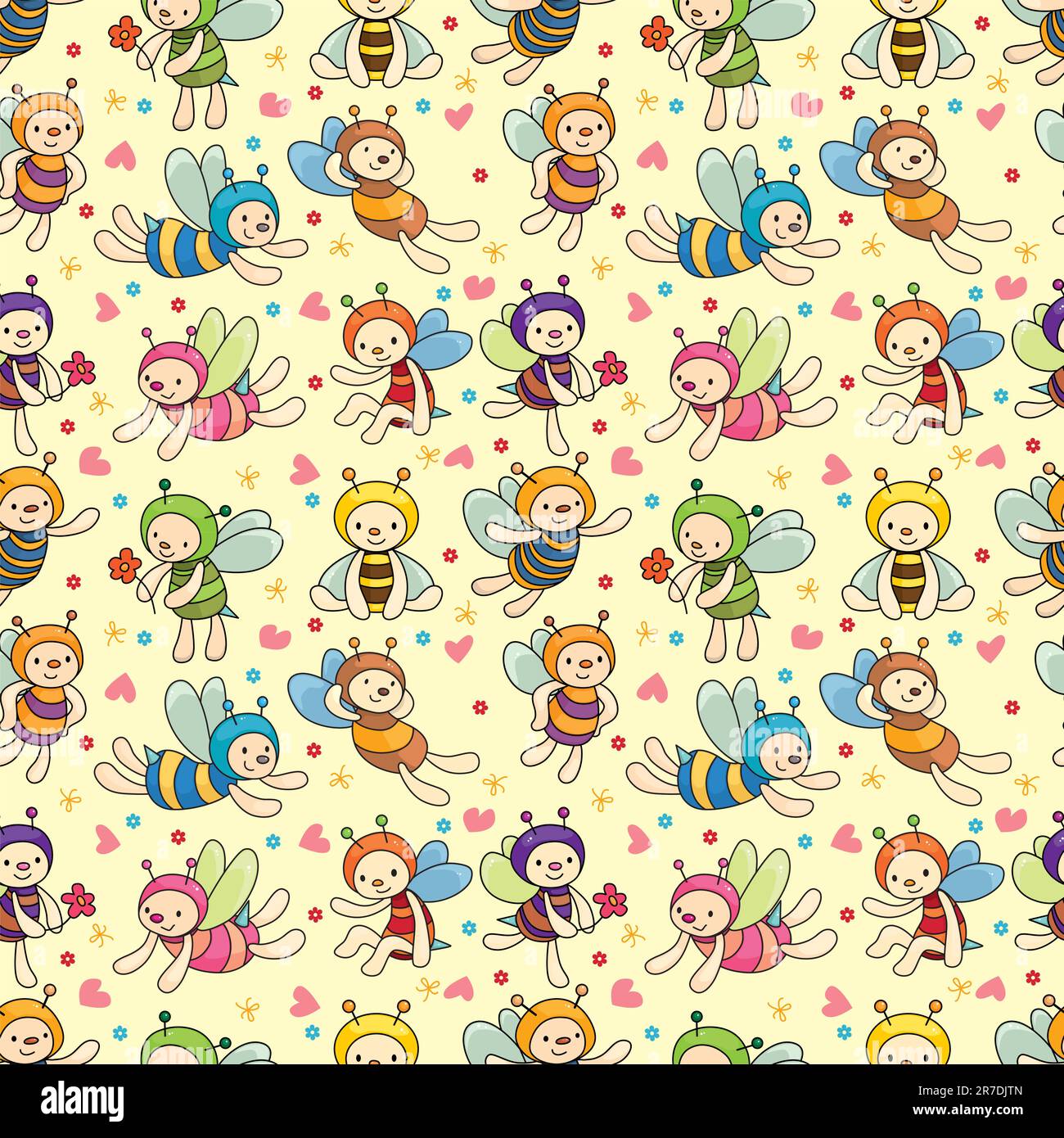 cartoon bee boy seamless pattern Stock Vector Image & Art - Alamy