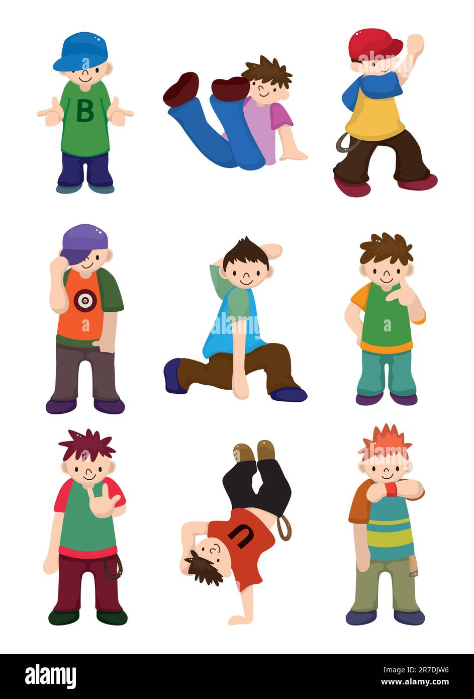cartoon hip hop boy dancing icon set Stock Vector Image & Art - Alamy