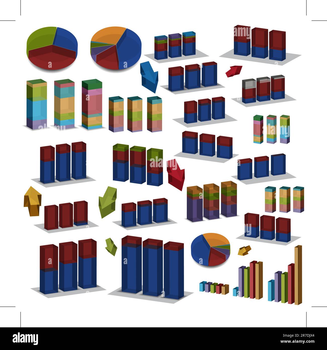 An image of a set of 3d pie and bar charts Stock Vector Image & Art - Alamy