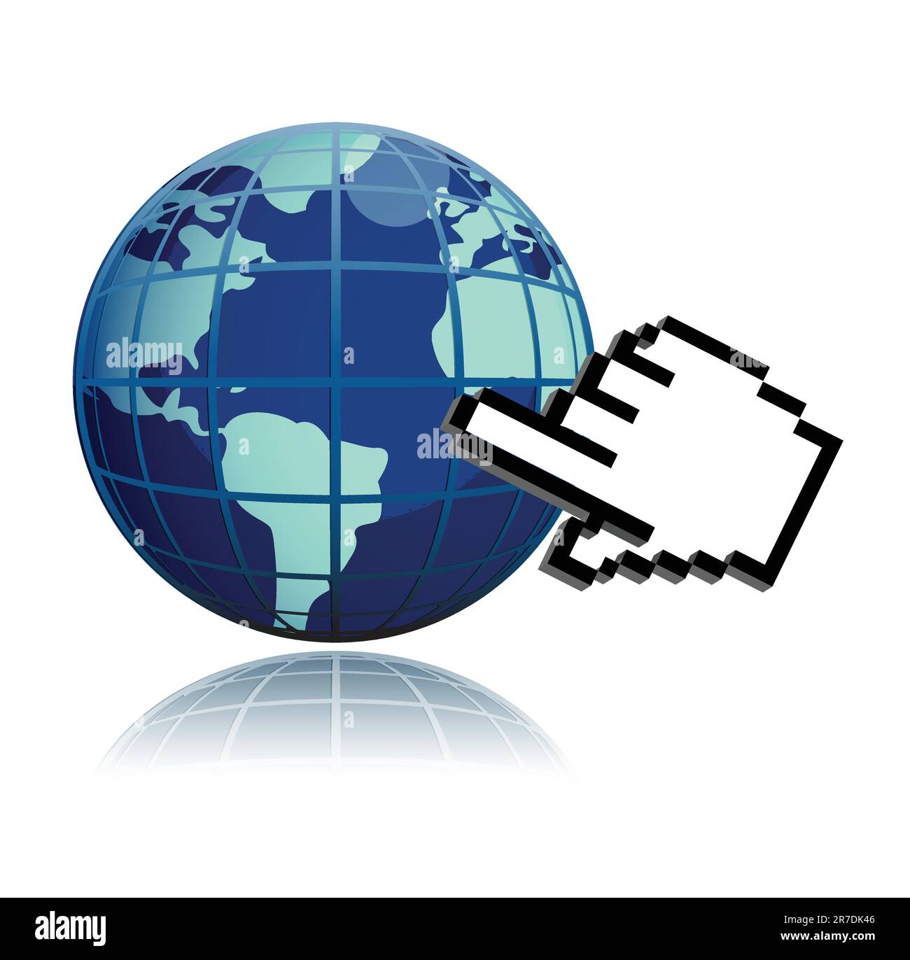 Hand Cursor And World globe illustration design over white Stock Vector ...