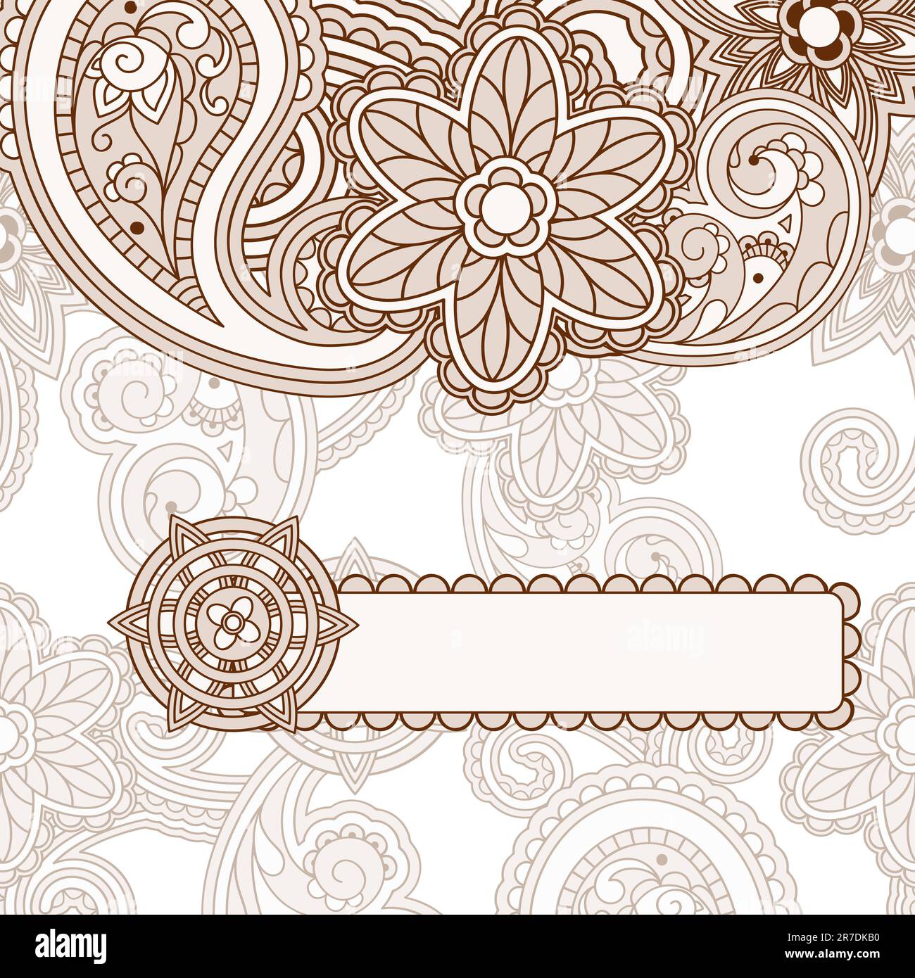 vector paisley background with frame for your text Stock Vector Image ...