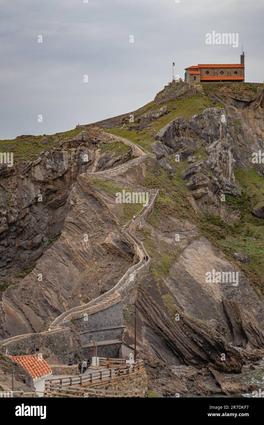 Stairs of San Juan de Gaztelugatxe, a Basque coastal island also known as Dragonstone from the ...