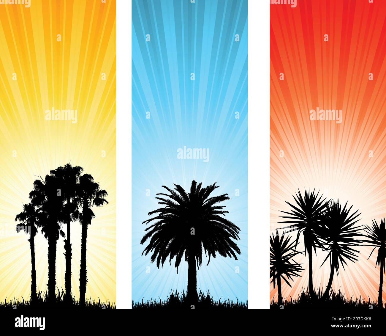 Sun sunset silhouettes trees summer Stock Vector Images - Alamy