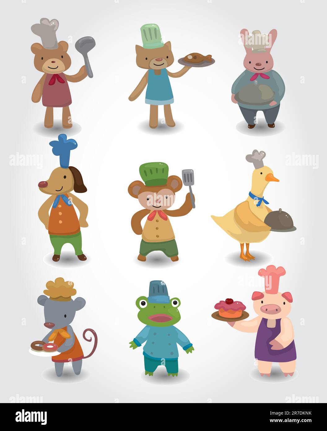 cartoon animal chef icons set Stock Vector Image & Art - Alamy