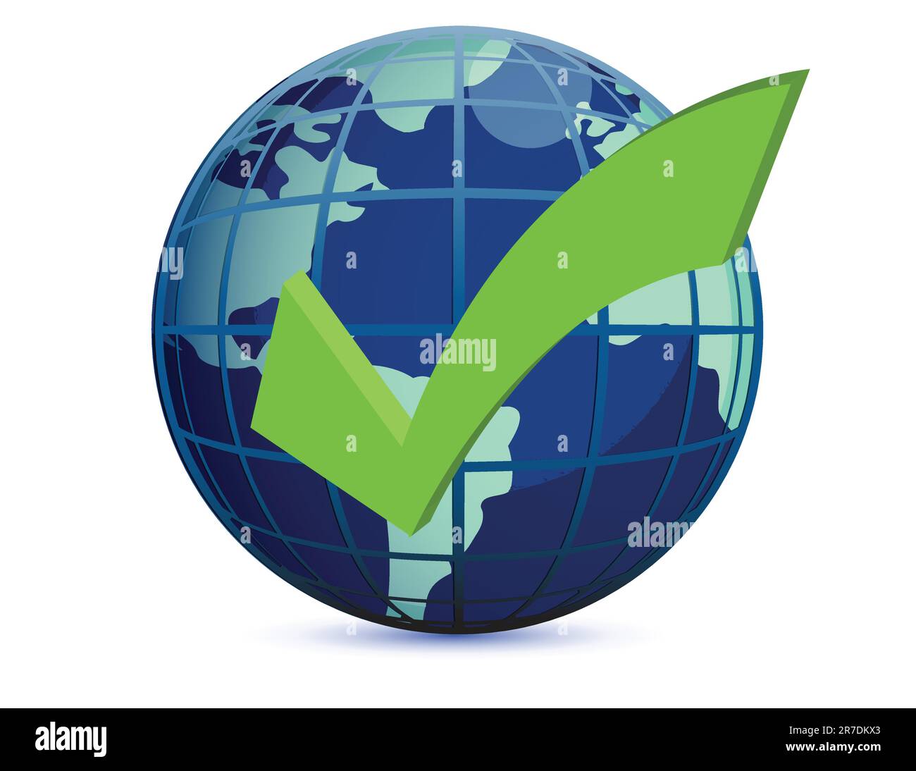 World globe and checkmark over a white background Stock Vector Image ...