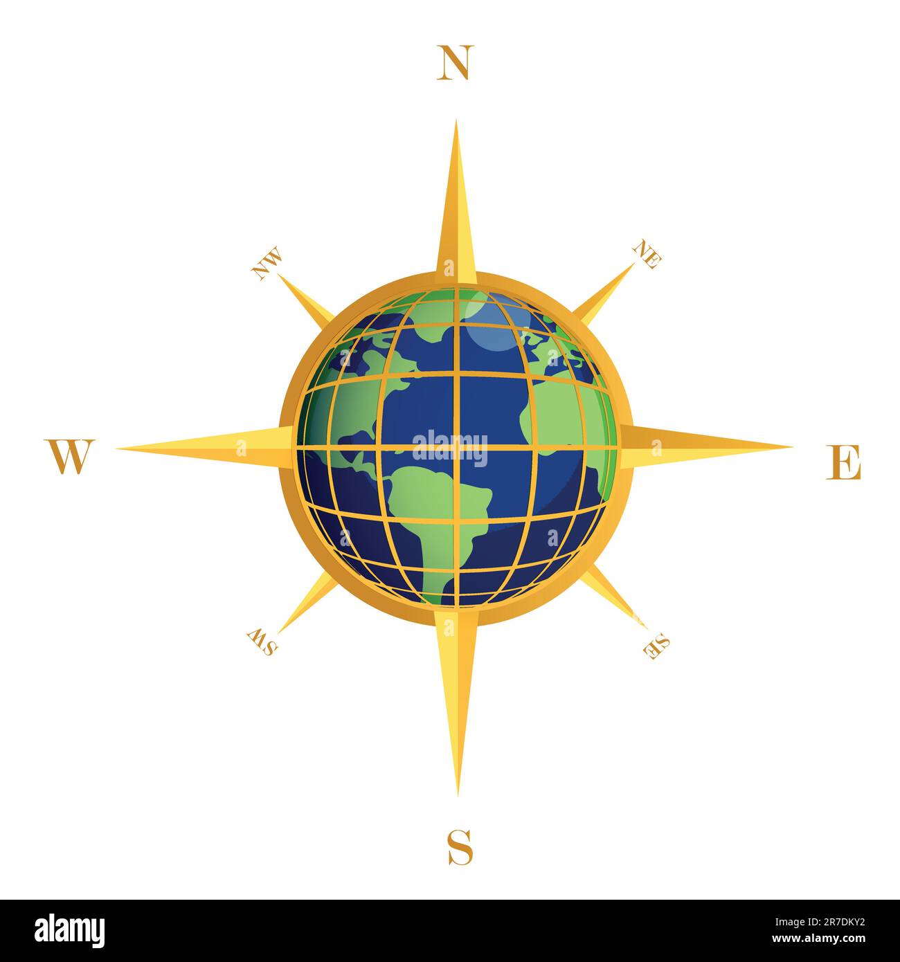 Gold Compass globe illustration design isolated over white Stock Vector ...