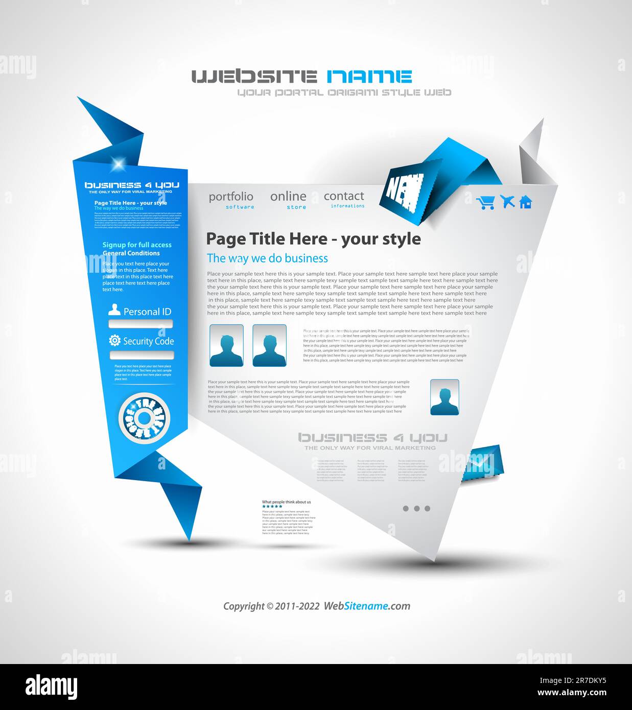 Origami Website - Elegant Design for Business Presentations. Template with a lot of design ...