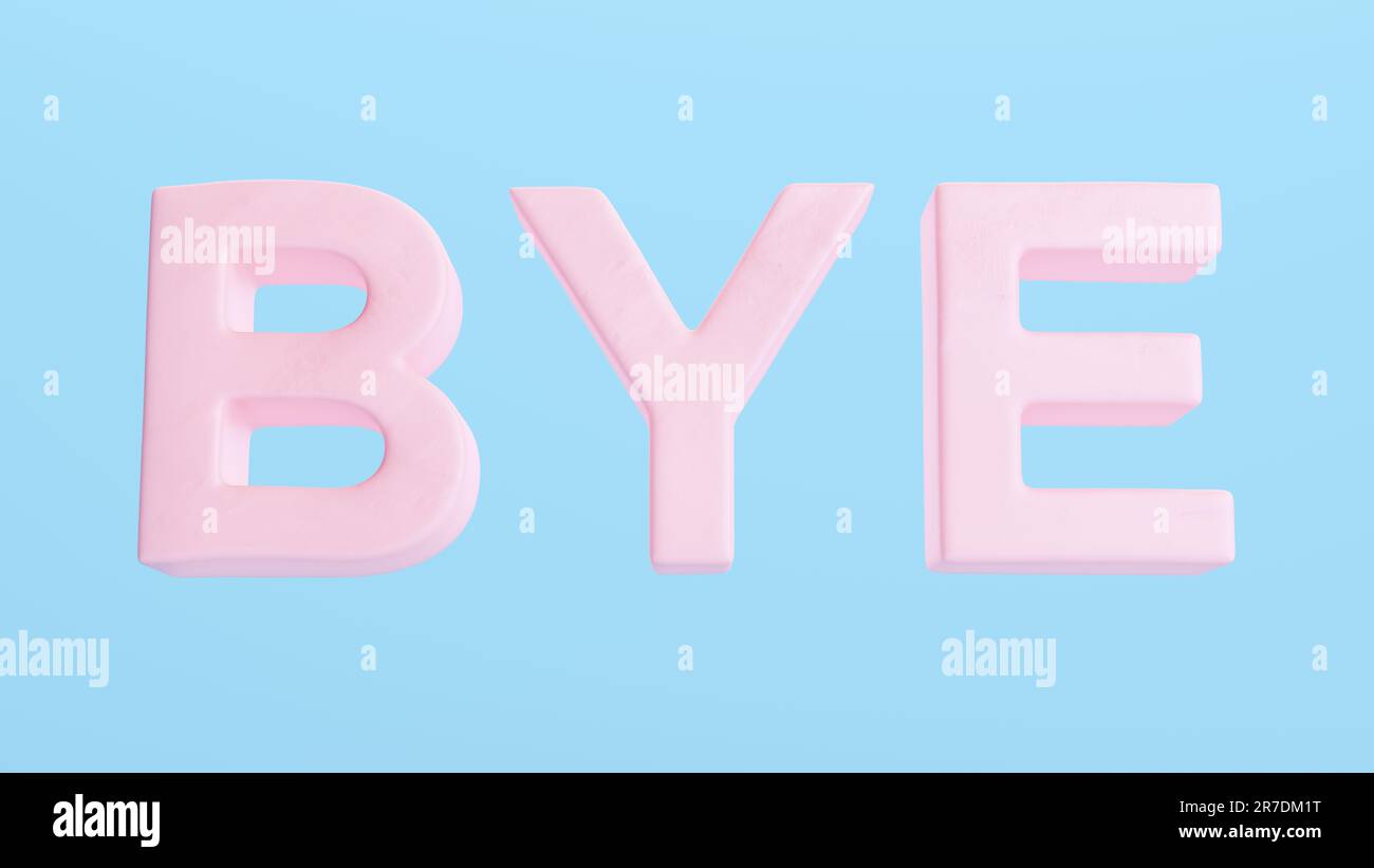 Pink Bye Typography Typescript Word Text Trendy Retro Kitsch Blue ...