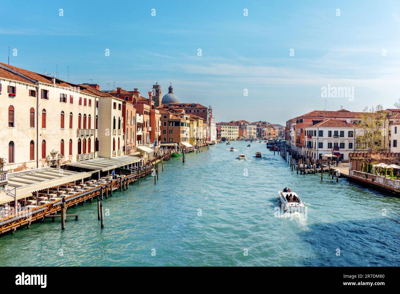 Venice Ponte degli Scalzi View on the Grand Canal in Italy. Boats on ...