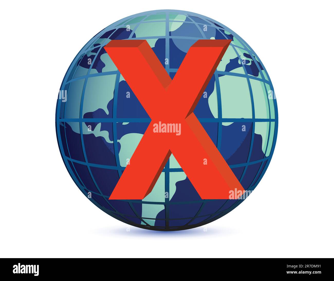 World globe and x mark over a white background Stock Vector Image & Art ...
