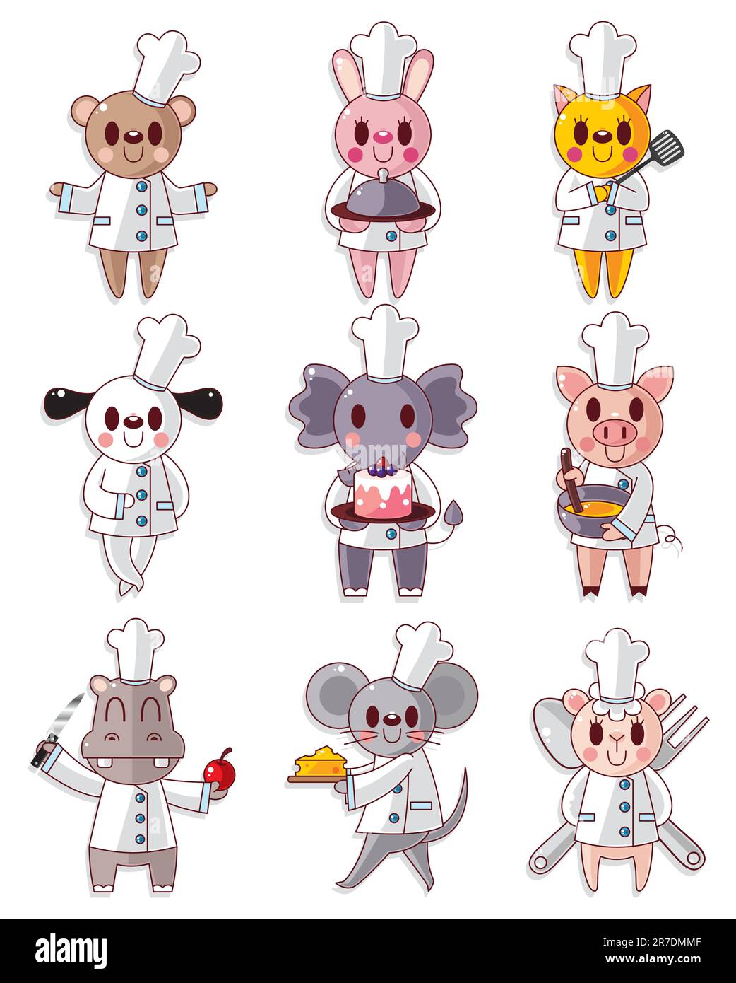 cartoon animal chef icons set Stock Vector Image & Art - Alamy