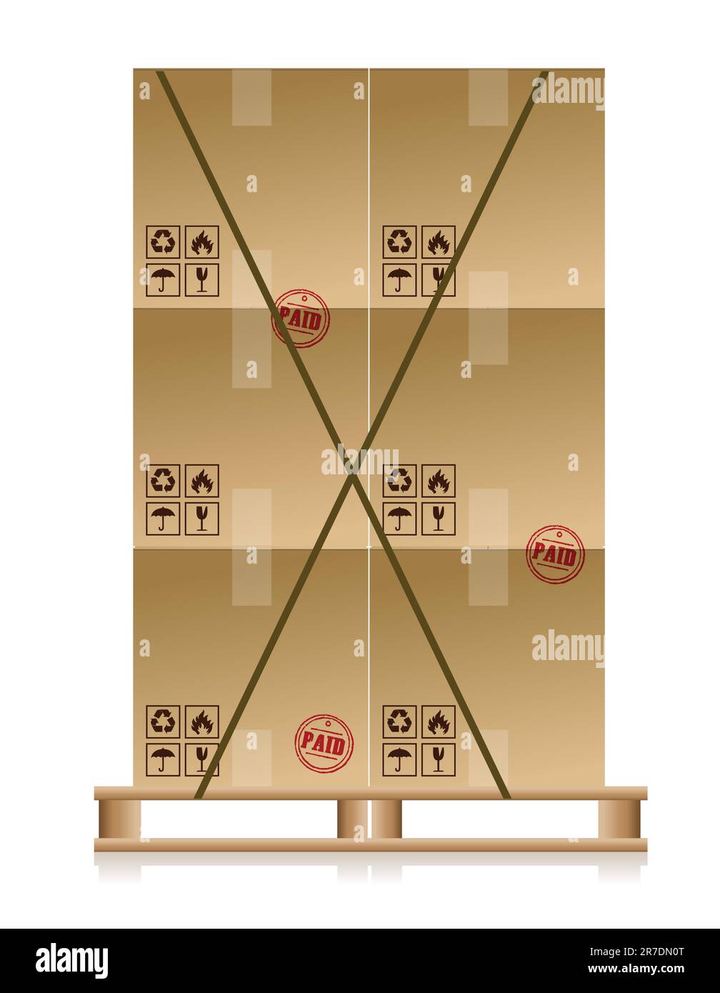 Cardboard boxes on wooden palette isolated on white Stock Vector Image ...