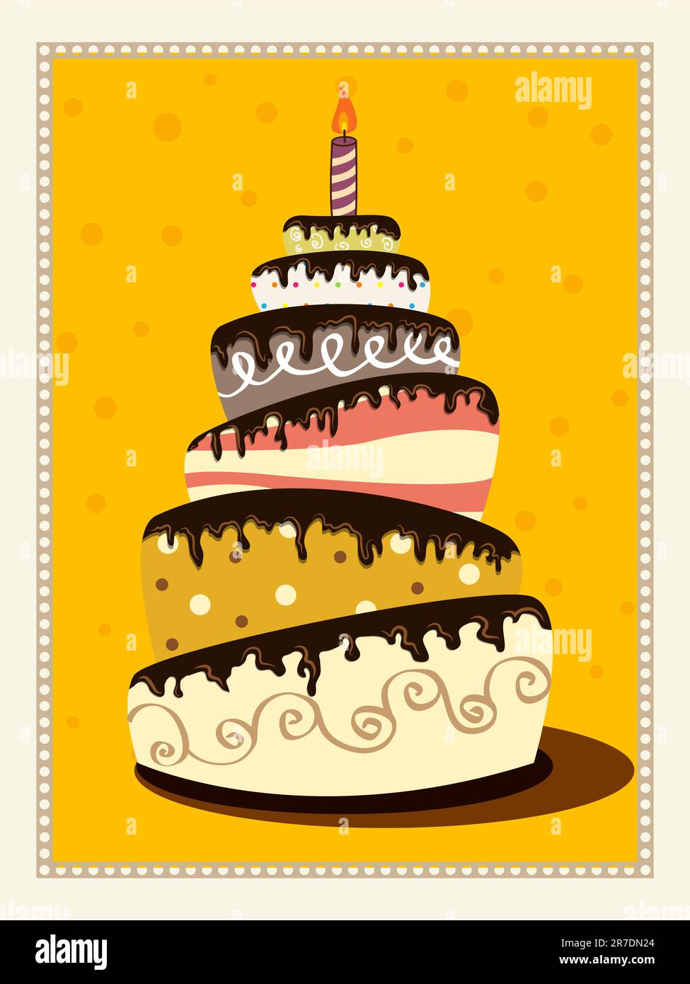 Vector retro picture with birthday cake Stock Vector Image & Art - Alamy