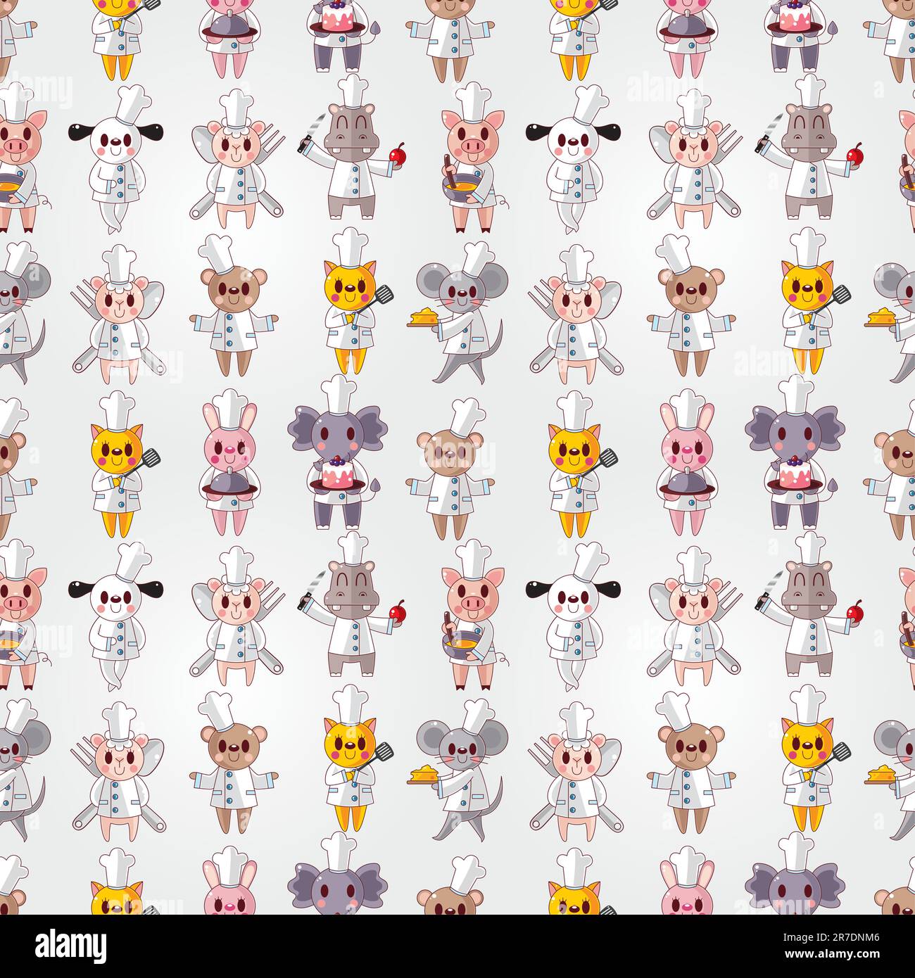 cartoon animal chef seamless pattern Stock Vector Image & Art - Alamy