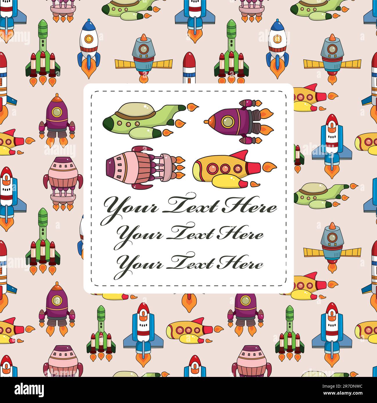 cartoon spaceship card Stock Vector Image & Art - Alamy