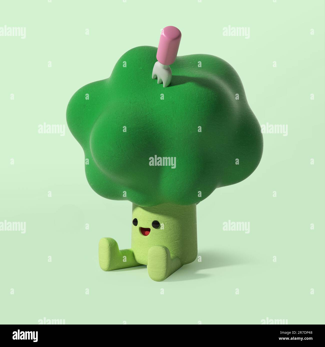 early childhood education 3d character, broccoli Stock Photo - Alamy