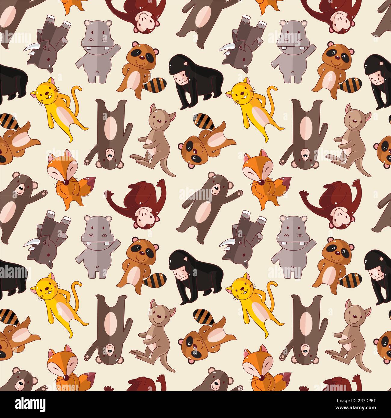 cartoon animal seamless pattern Stock Vector Image & Art - Alamy