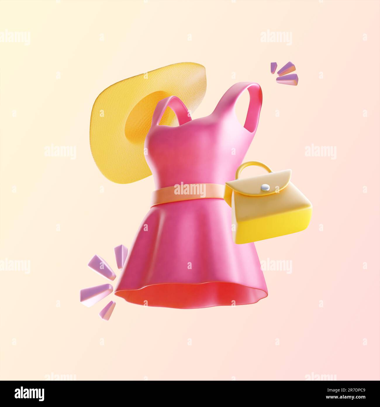 3d shopping object, woman fashion items Stock Photo - Alamy