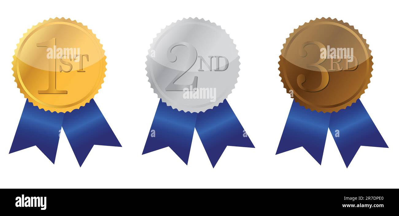 Three ribbon of Achievement, gold, silver and bronze illustration ...
