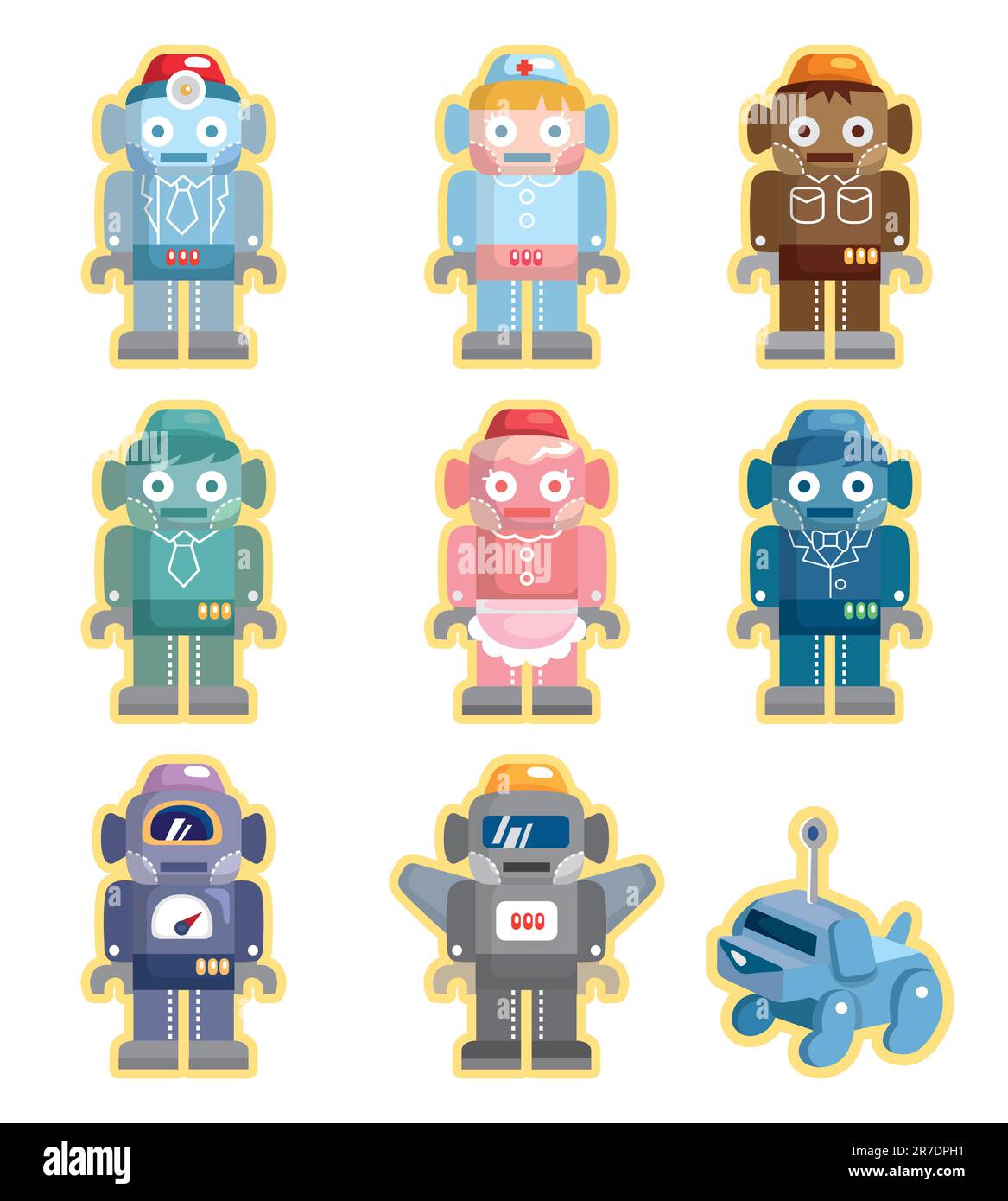 cartoon robots icons set Stock Vector Image & Art - Alamy