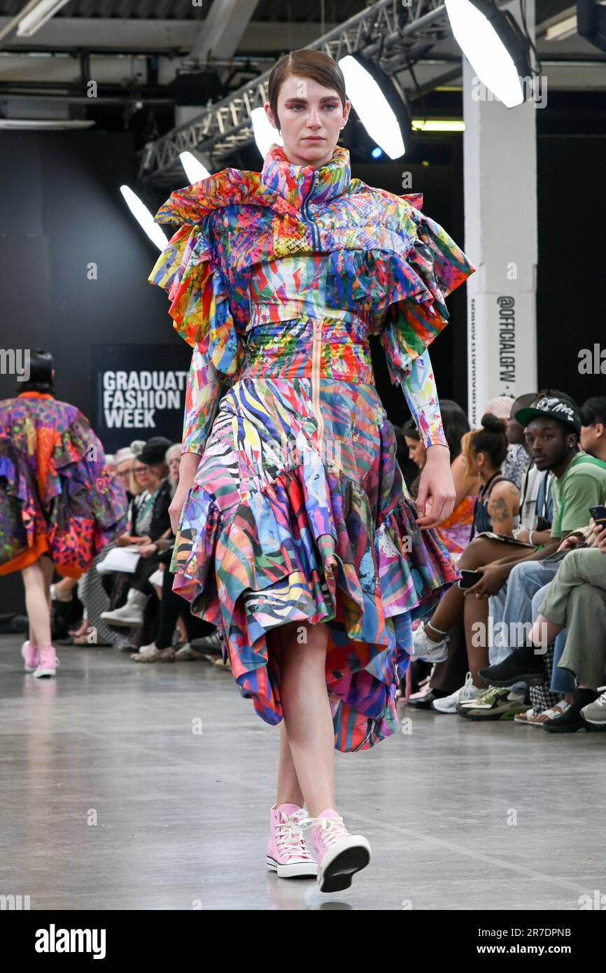 London, UK. June 14 2023. Graduate students present their design of the ...