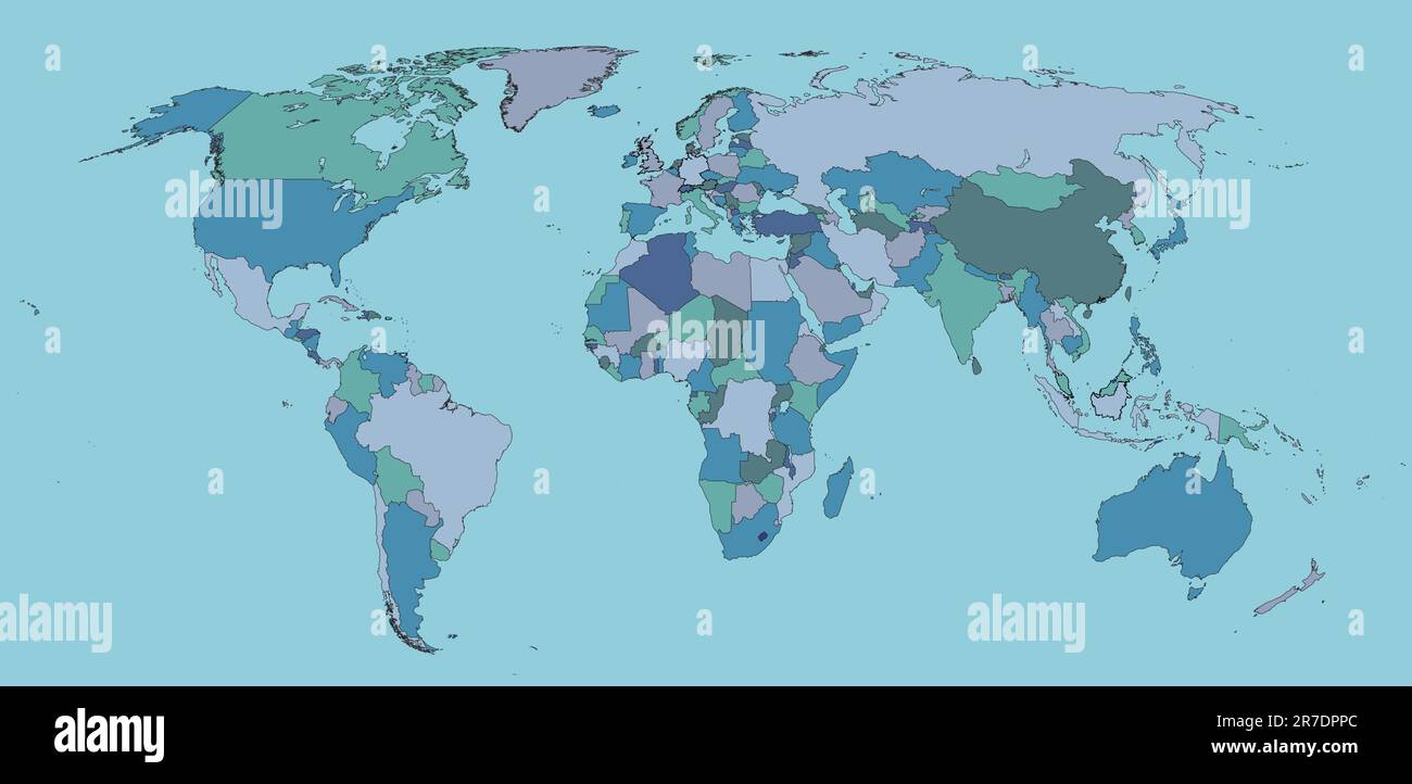 political map of world with country territories in different colors ...