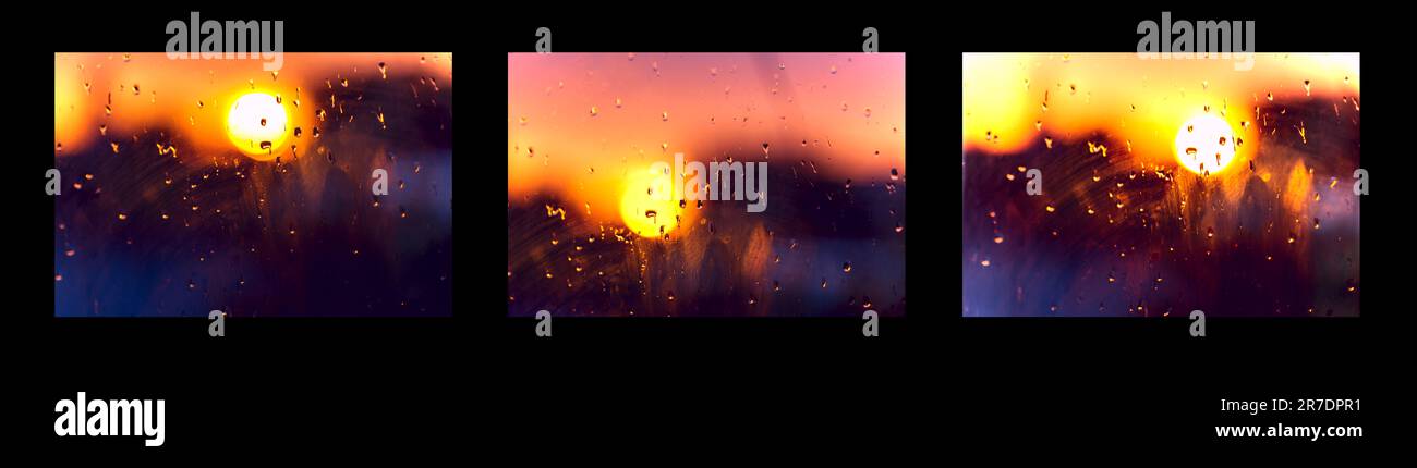 Blurring and defocusing sunset backgrounds.Set of blurry abstract ...