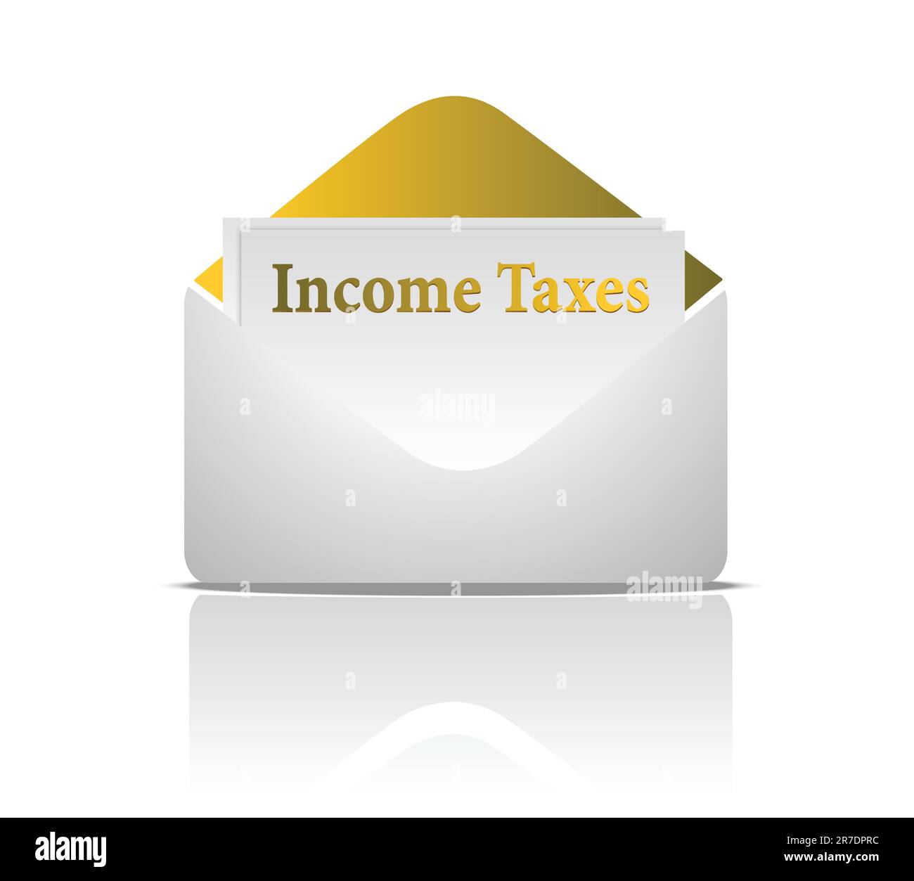 income tax golden envelope design isolated over a white background ...