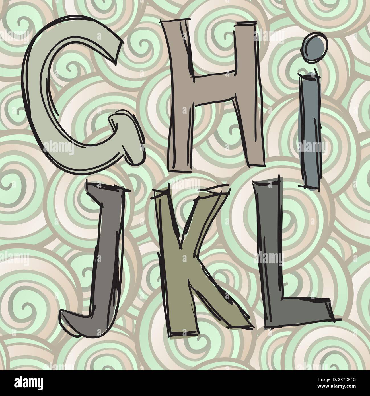 vector ghijkl doodle letters on seamless background Stock Vector Image ...