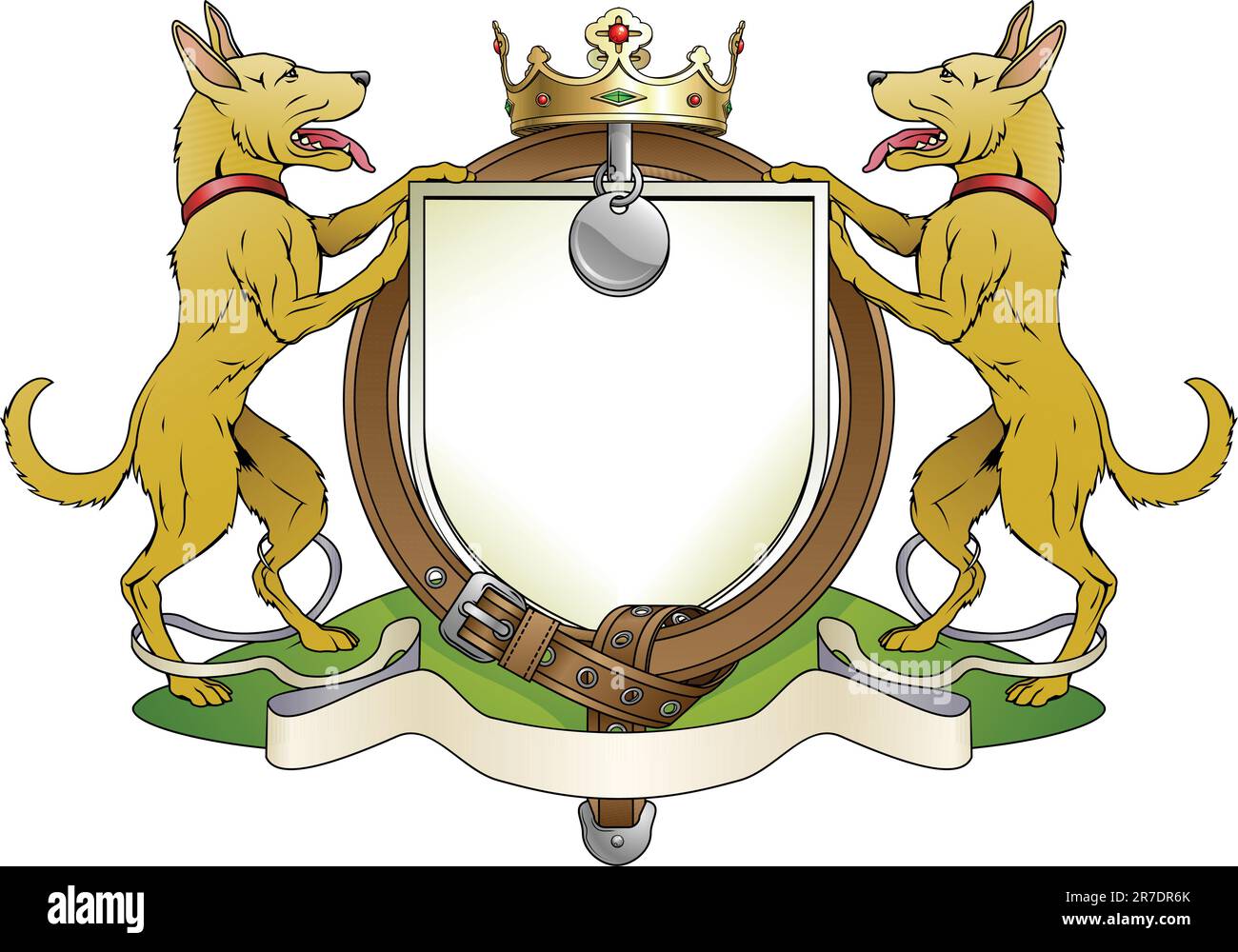 Dog pets heraldic shield coat of arms. Notice the collar instead of ...