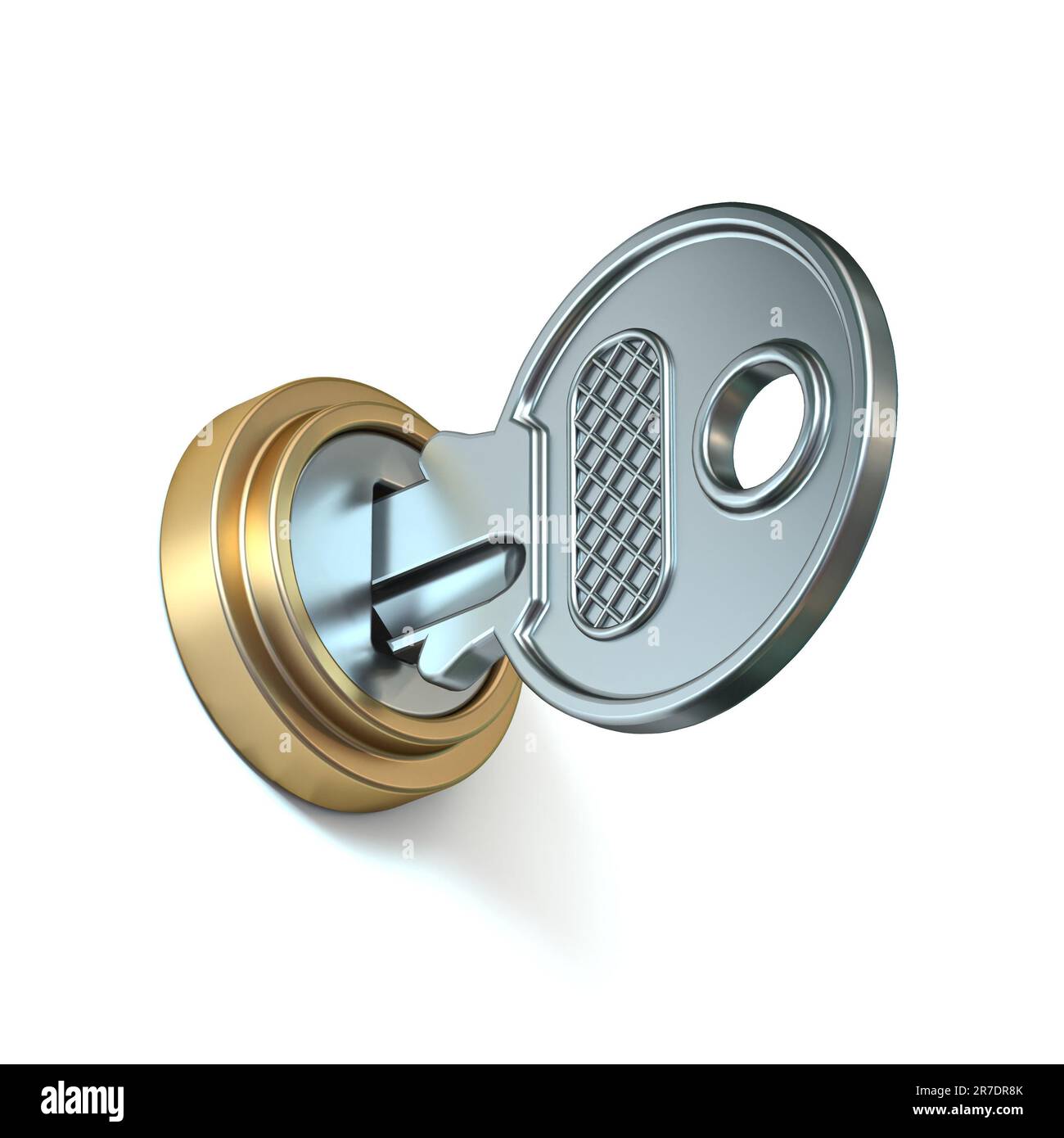 Key in keyhole 3D rendering illustration isolated on white background ...