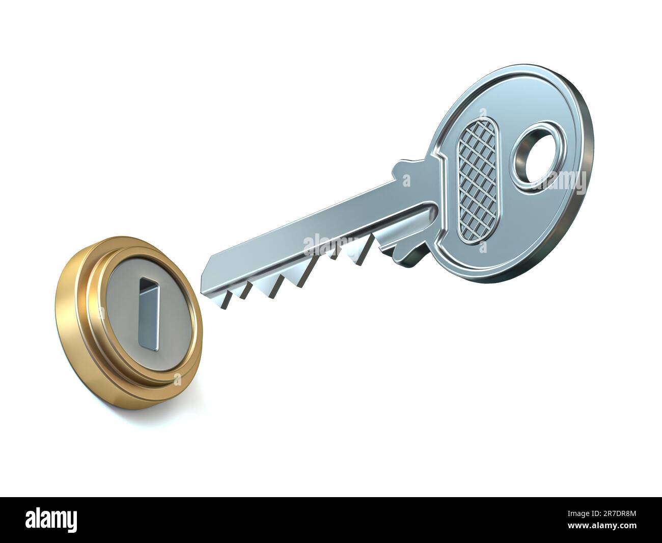 Key and keyhole 3D rendering illustration isolated on white background ...