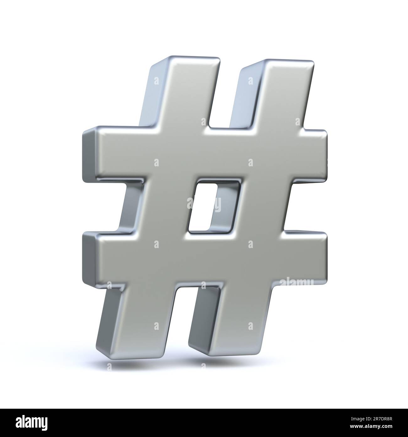 Steel hashtag sign 3D rendering illustration isolated on white ...