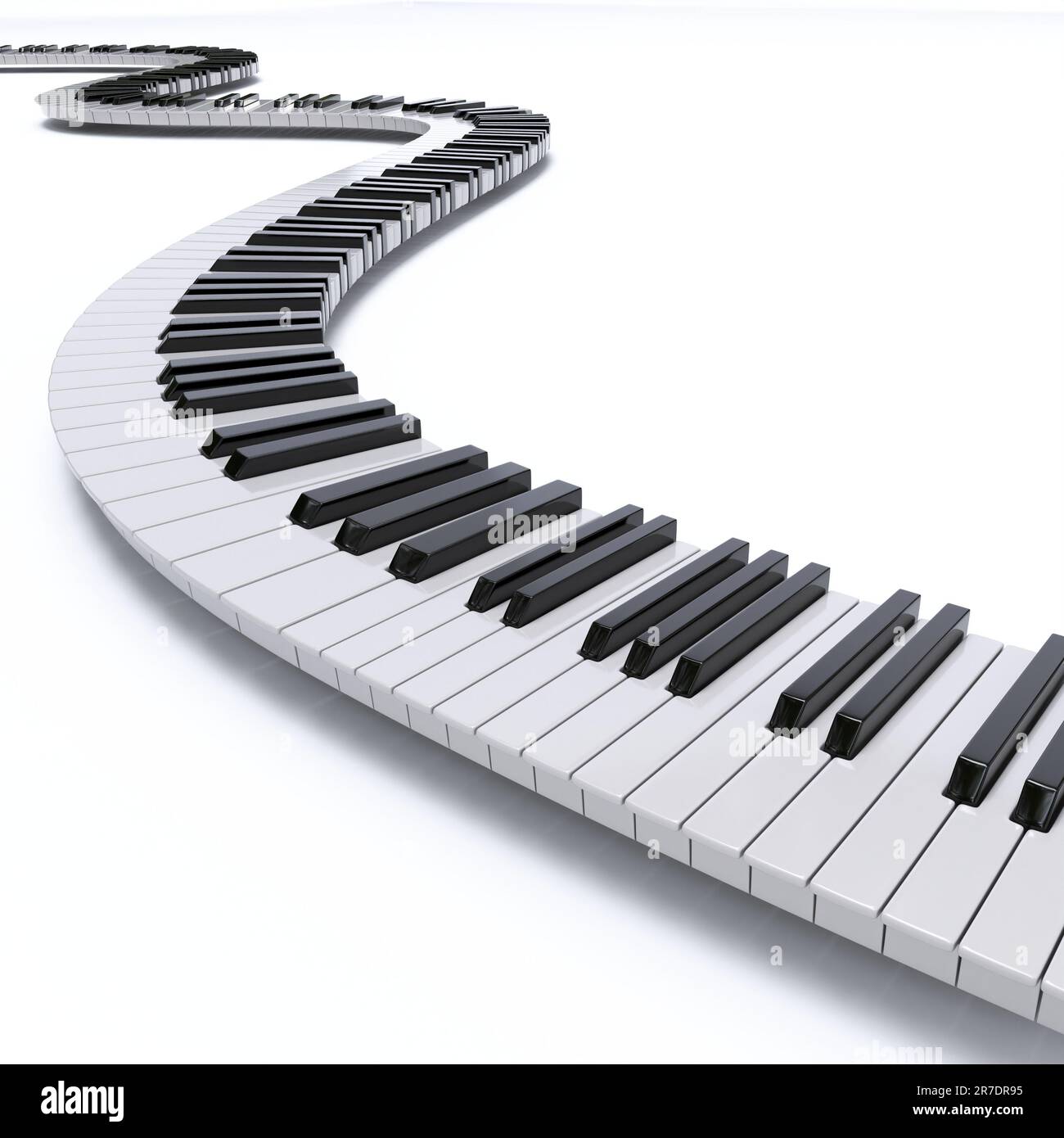 Piano keyboard wave 3D rendering illustration isolated on white ...