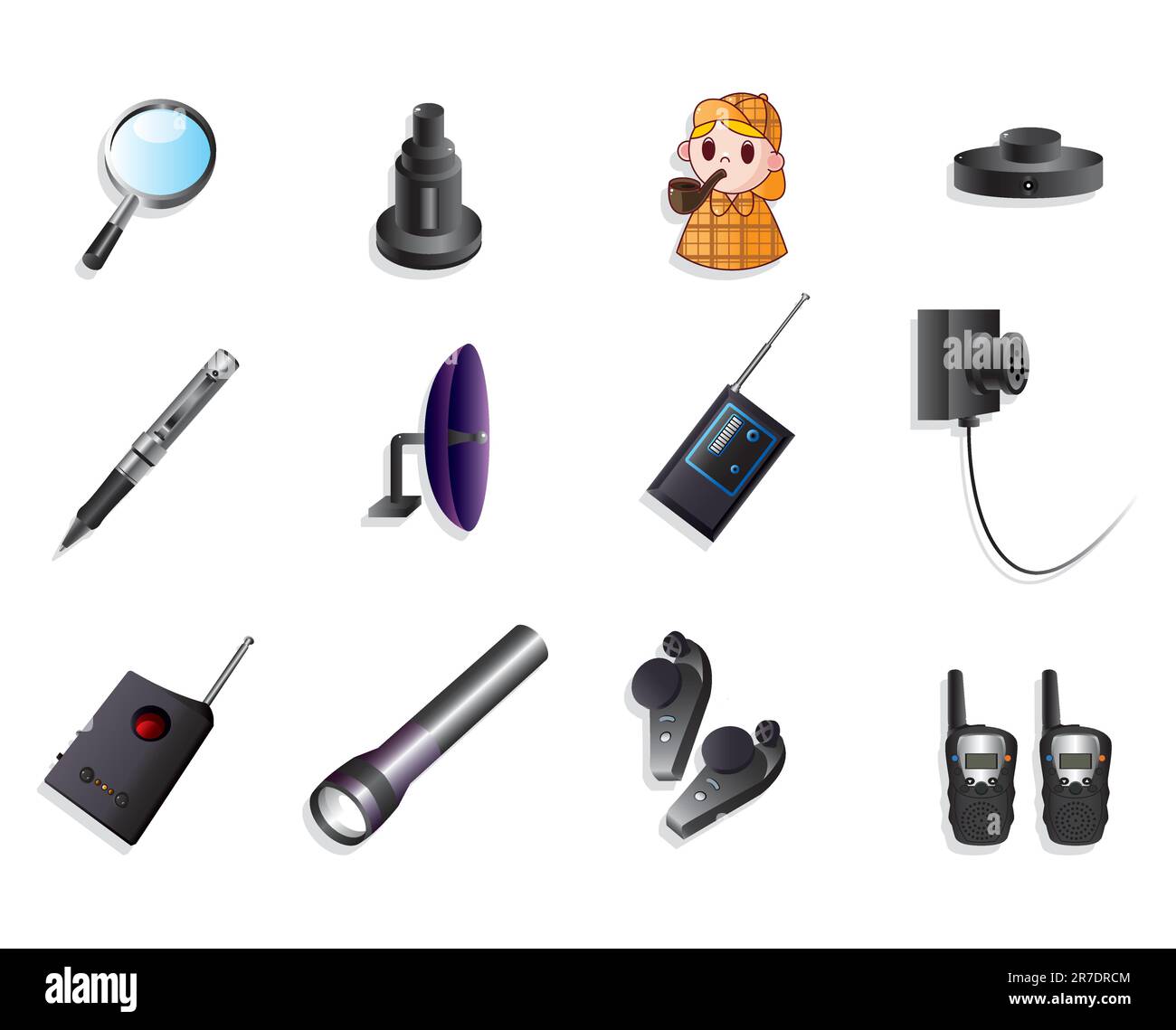 Cartoon detective equipment icon set Stock Vector Image & Art - Alamy