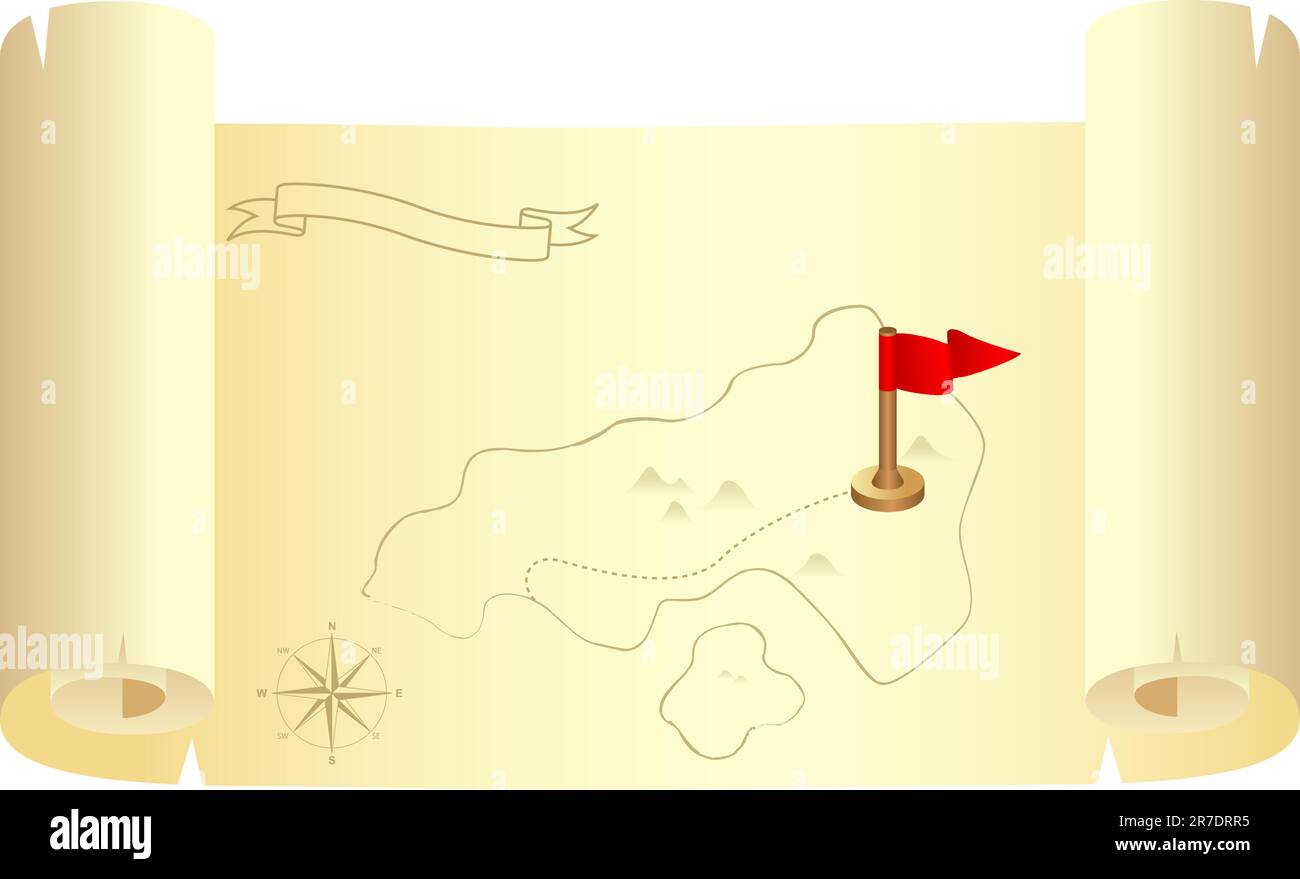 A treasure map. Vector illustration, isolated on a white Stock Vector ...