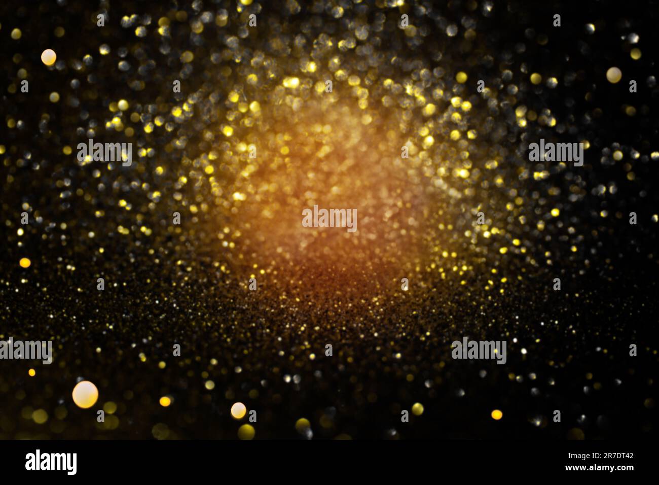 Background image, yellow lights in the dark. Colorful bokeh with lights ...