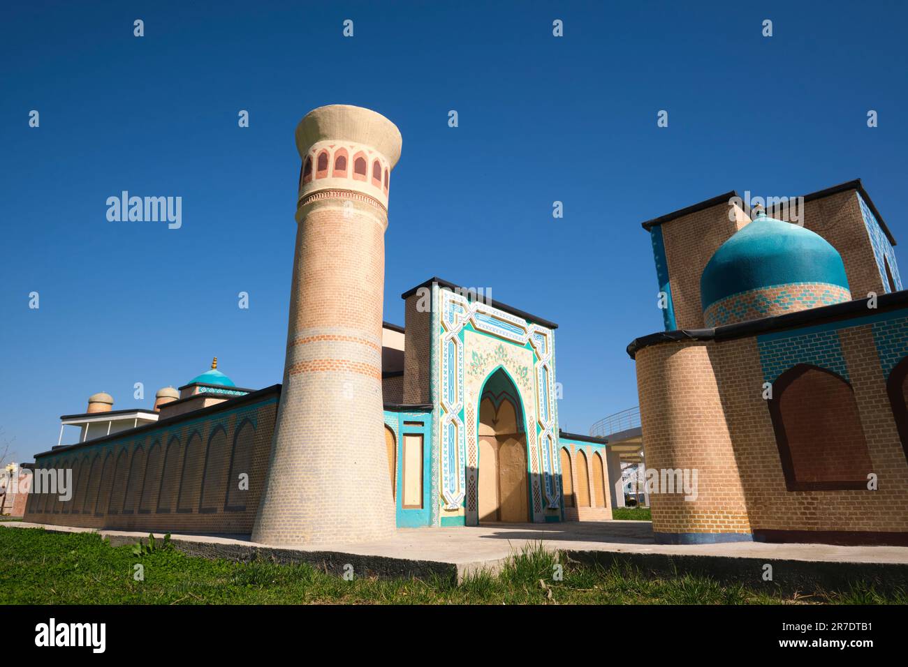 Small scale model, replica of the Kalon mosque, minaret and Mir-i-Arab ...