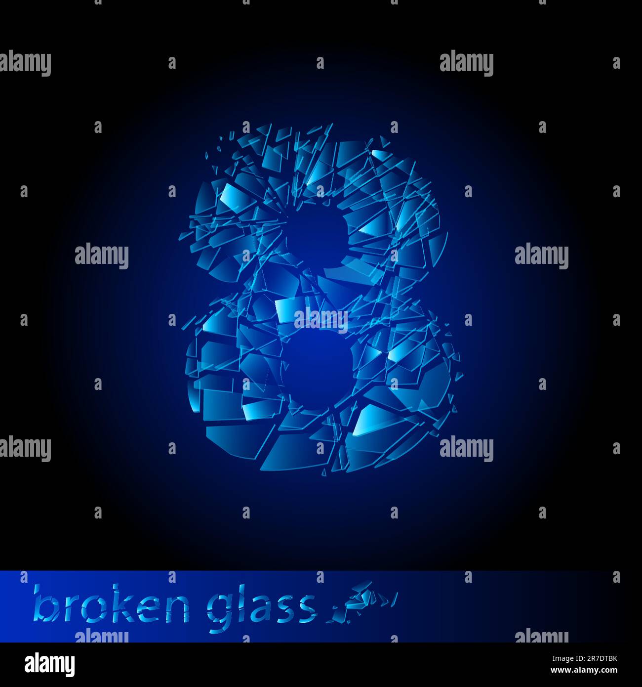 One symbol of broken eight - digit four. Illustration on black ...