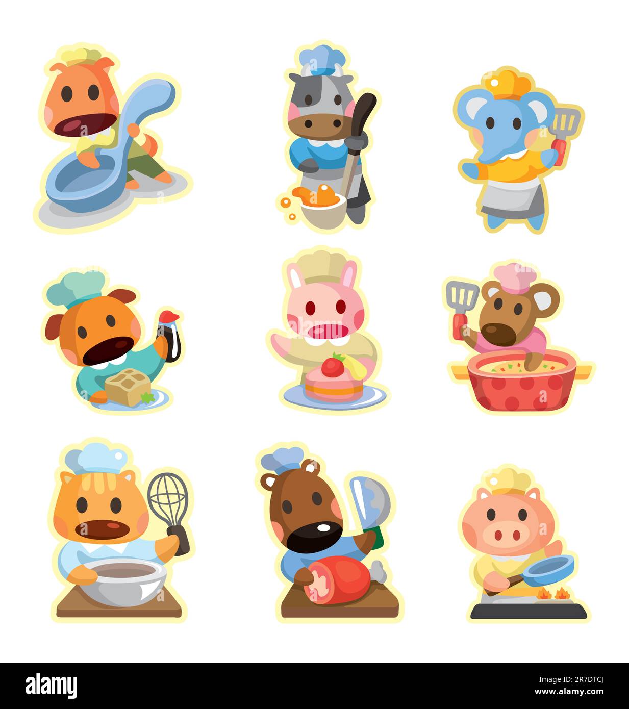 cartoon animal chef icons collection,vector Stock Vector Image & Art ...