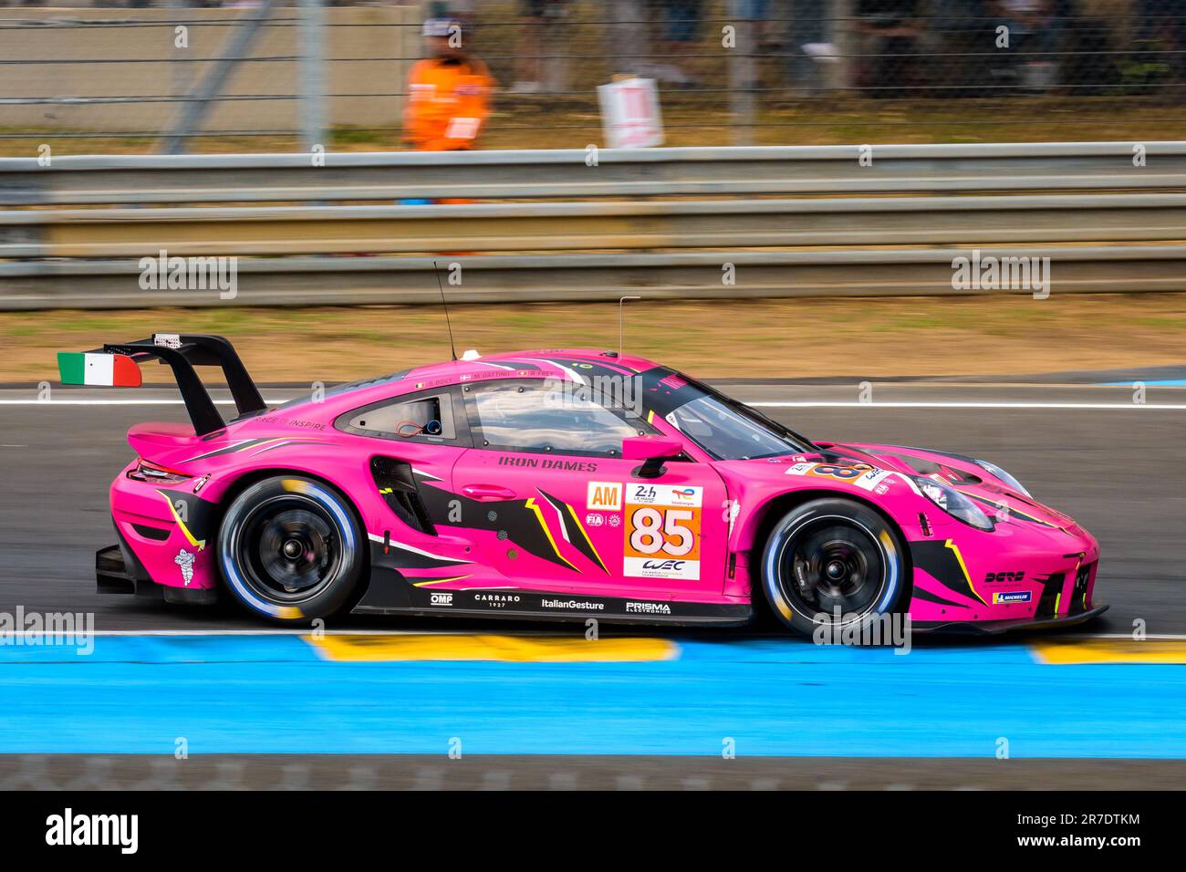 The Porsche 911 RSR-19 race car No. 85, from the Iron Dames team, on ...